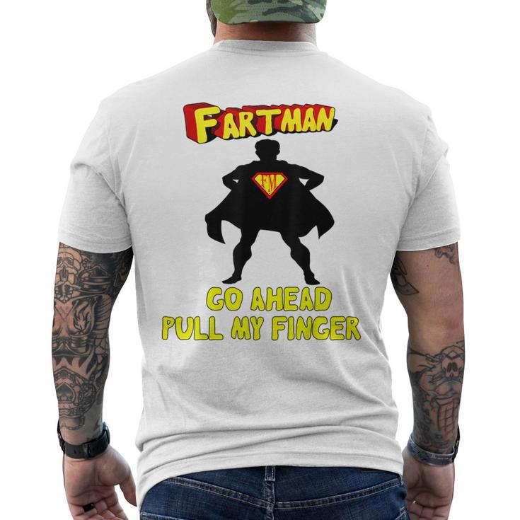 Fart Fartman Pull My Finger Men's T-shirt Back Print - Monsterry