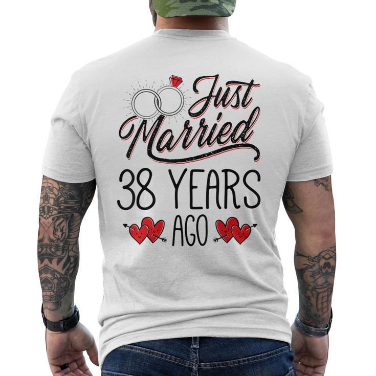 Just Married 38 Years Ago Couple 38Th Anniversary Men's T-shirt Back ...