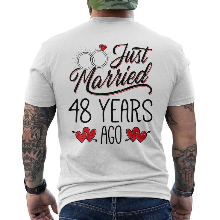 Just Married 48 Years Ago Couple 48Th Anniversary Men's T-shirt Back ...