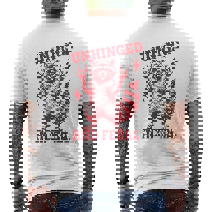 Unhinged And Feral Raccoon Men's T-shirt Back Print | Mazezy