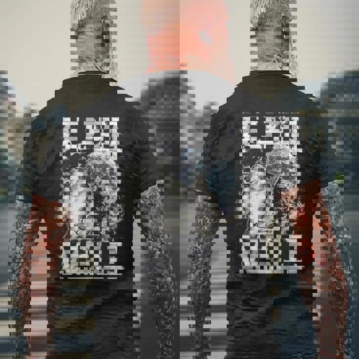 Alpha Male Wolf Y2k Meme Ironic Brainrot Men's T-shirt Back Print ...