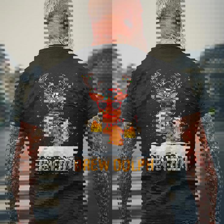 Brew Dolph Christmas Lights Santa Reindeer Beer Drinking Men's Back ...