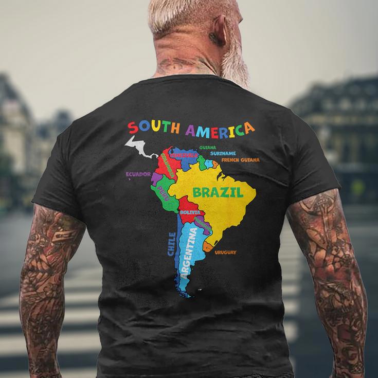 Colorful Hand Drawn Illustrated Map Of South America Men's T-shirt Back ...