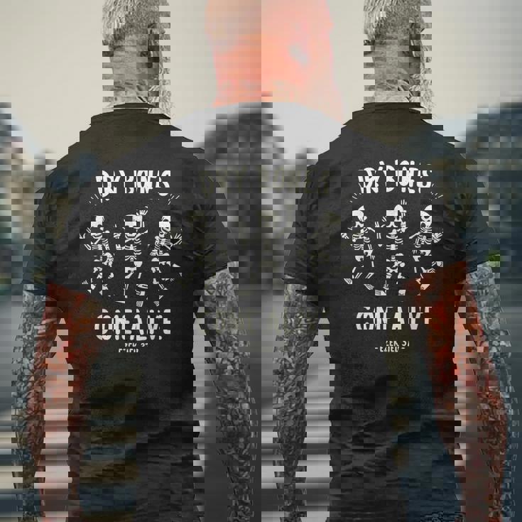 Dry Bones Come Alive Skeleton Dancing Meme Men's T-shirt Back Print ...