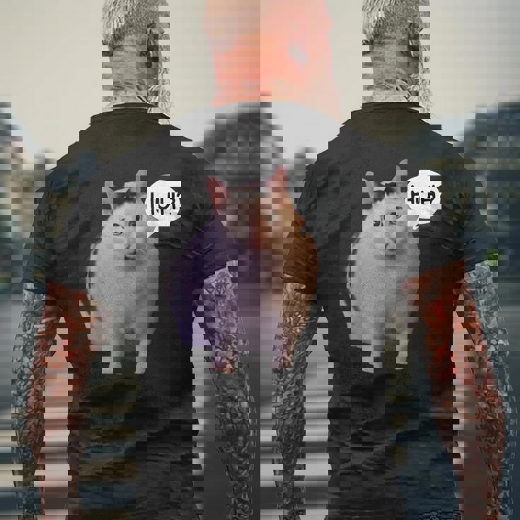 Huh Cat Meme Memes Internet Memes Cat Lover Joke Men's T-shirt Back ...