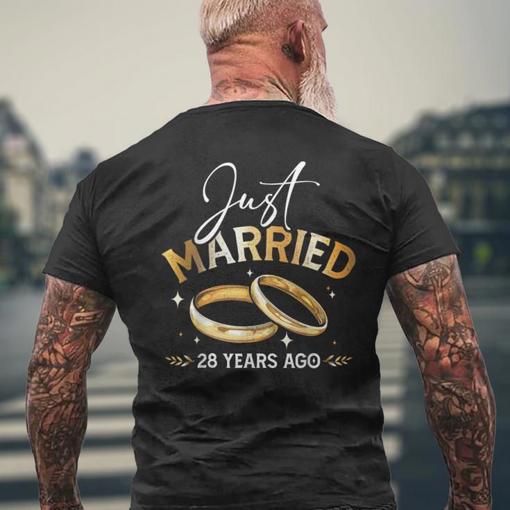 Just Married 28 Years Ago Happy Wedding Anniversary Couple Men's T ...