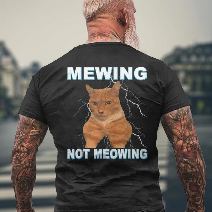 Mewing Not Meowing Cat Meme Feline Men's T-shirt Back Print - Monsterry