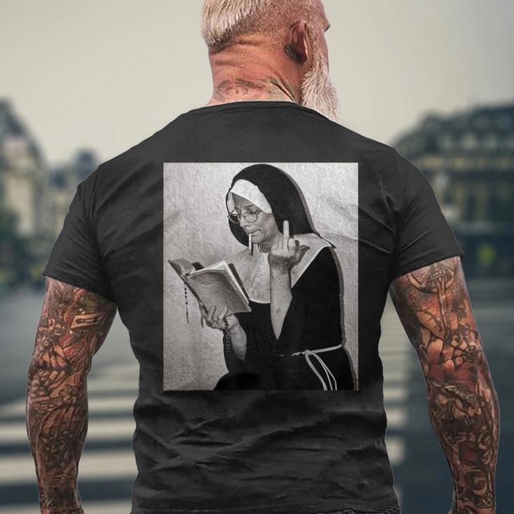 Nun Middle Finger Attitude Novelty Nun Unholy Men's T-shirt Back Print ...