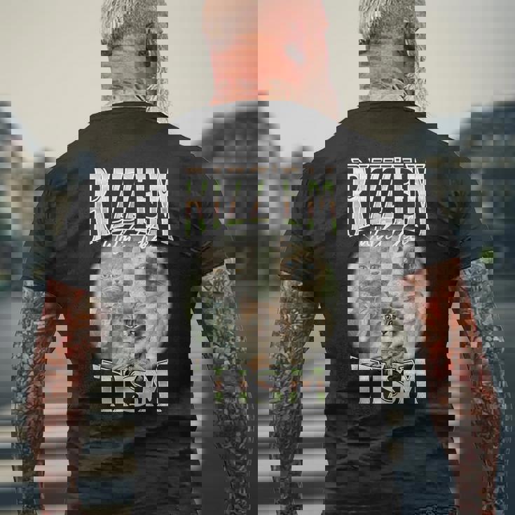 Rizz Em With The Tism Cat Autistic 90S Bootleg Rap Men's T-shirt Back ...