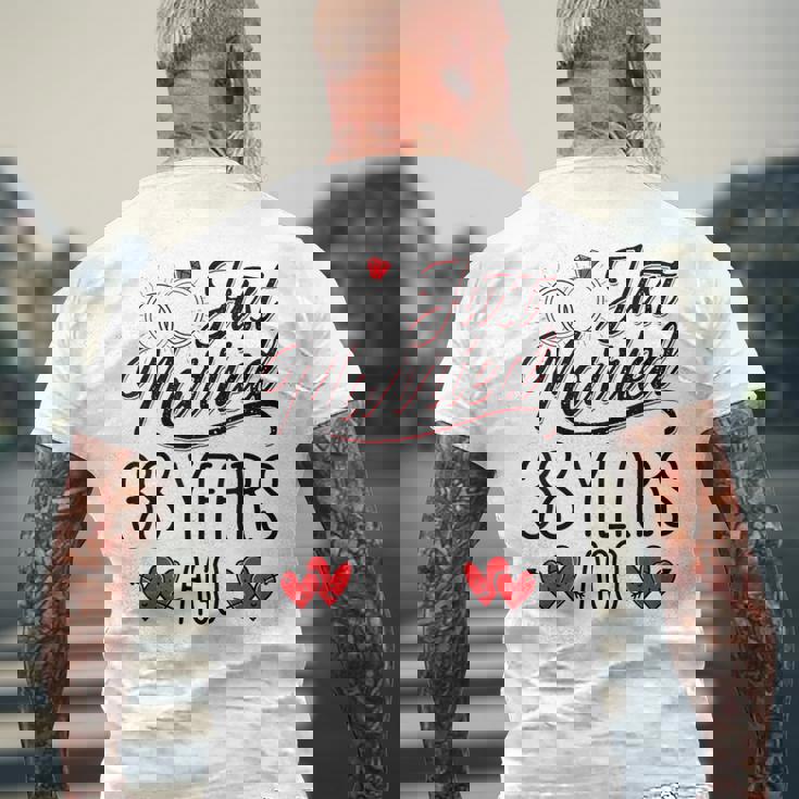 Just Married 38 Years Ago Couple 38Th Anniversary Men's T-shirt Back ...