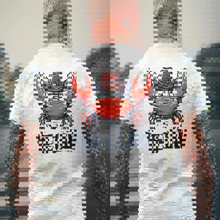 Yee-Claw Southern Western Cowboy Crab Meme Men's T-shirt Back Print - Monsterry