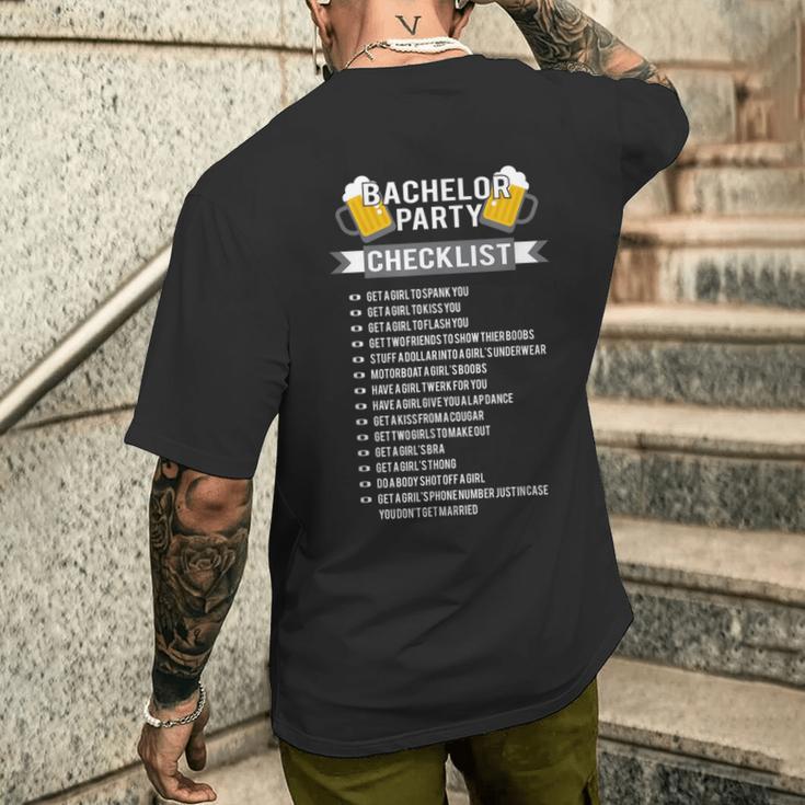 Bachelor Party Checklist Groomsmen Best Man T Men's T-shirt Back Print ...
