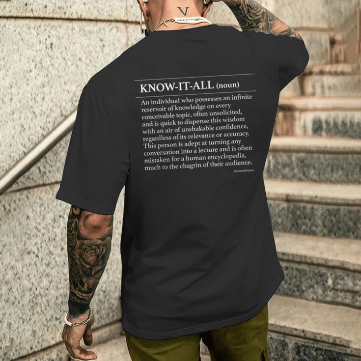 Definition Of Know-It-All Men's T-shirt Back Print - Monsterry