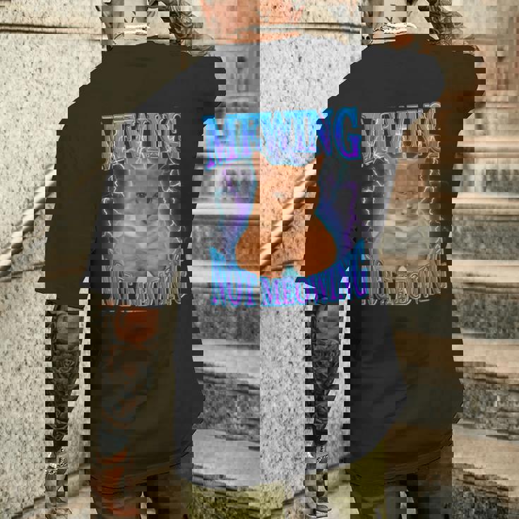 Cat Meme With Meowing Looksmax Meowing Cat Men's T-shirt Back Print ...