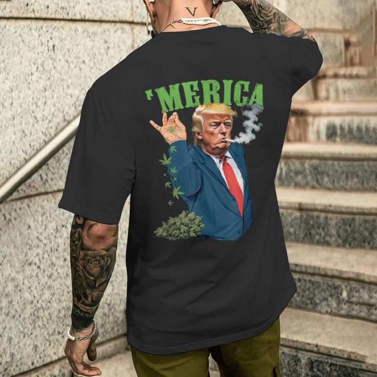 Merica Trump Bae Smoking Weed Cannabis 420 Stoner Men's T-shirt Back ...