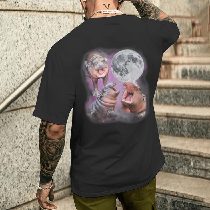 Moo Deng With The Moon Men's T-shirt Back Print - Thegiftio UK
