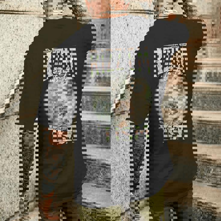 Rizz Em With The Tism Cat Autistic 90S Bootleg Rap Men's T-shirt Back ...