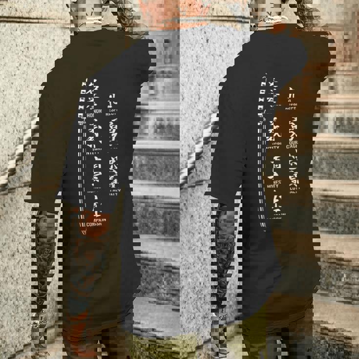 Vintage Japanese Letter Samurai Katana Sword Warrior Men's T-shirt Back ...