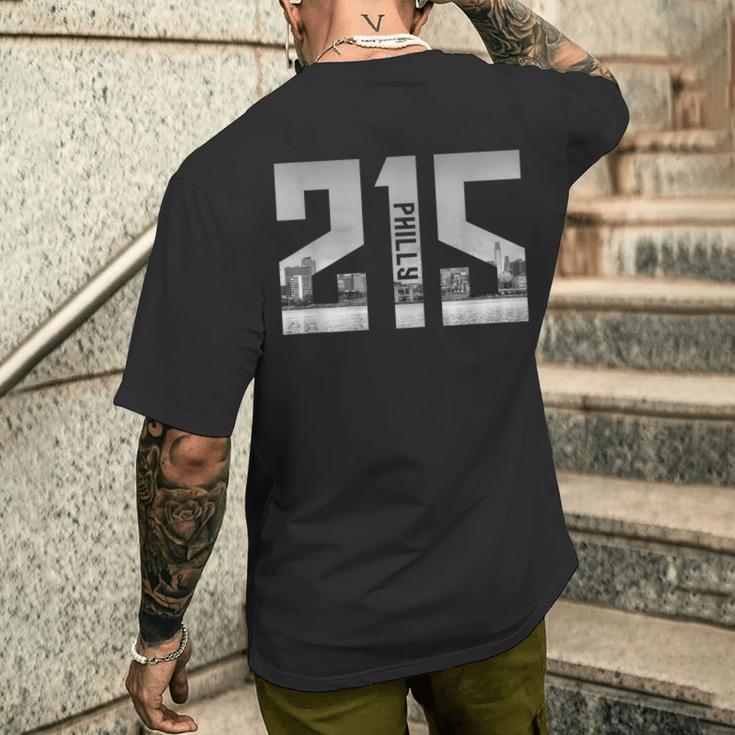 Vintage Philadelphia Philly 215 Area Code Skyline Men's T-shirt Back ...