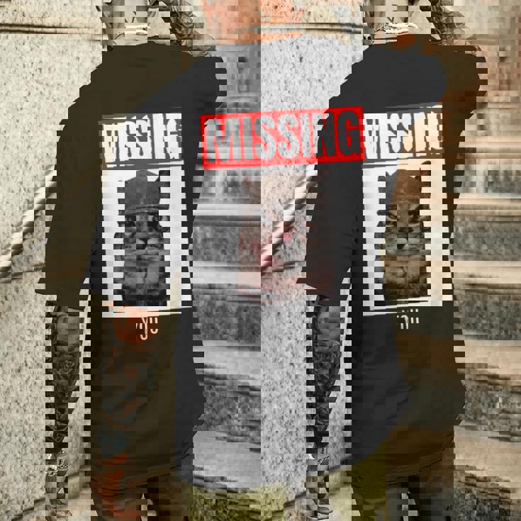 War Cat Meme Missing You Joke Men's Back Print T-Shirt - Monsterry