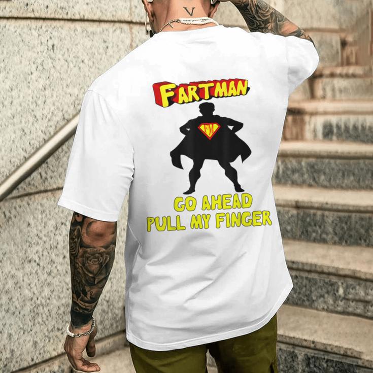Fart Fartman Pull My Finger Men's T-shirt Back Print - Monsterry