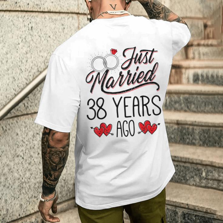 Just Married 38 Years Ago Couple 38Th Anniversary Men's T-shirt Back ...