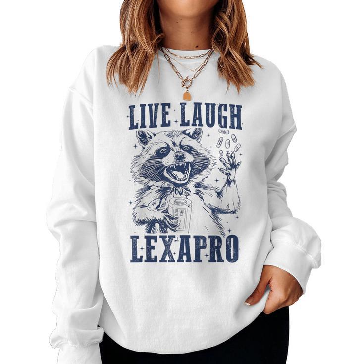 Live Laugh Lexapro Groovy Mental Health Awareness Raccoon Women ...