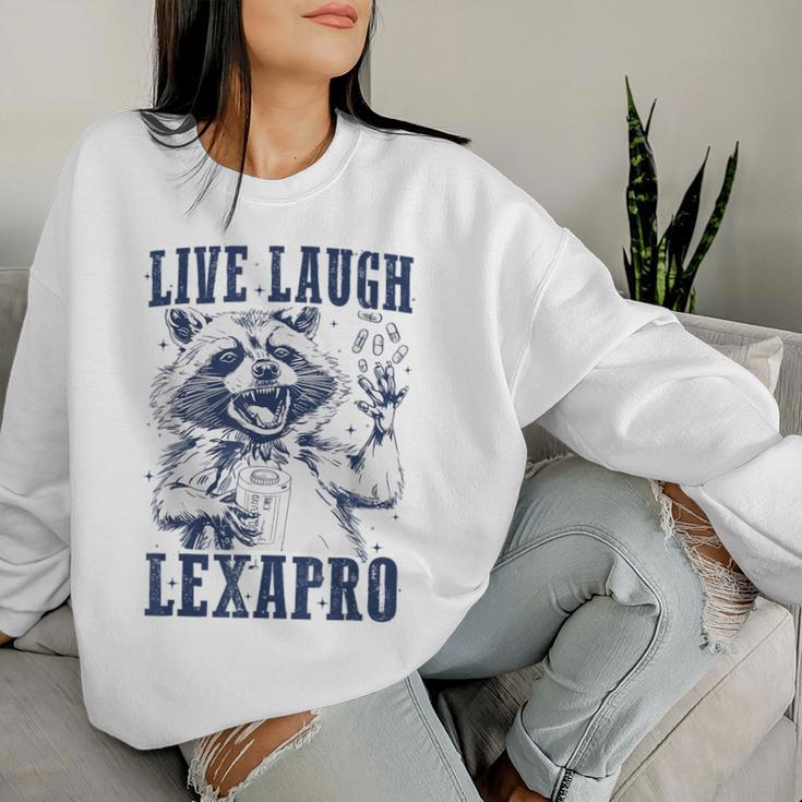 Live Laugh Lexapro Groovy Mental Health Awareness Raccoon Women ...