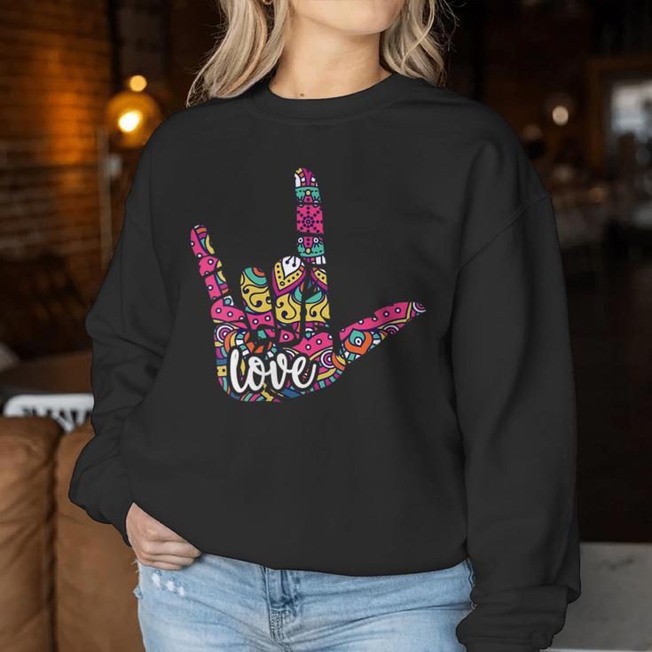 Asl Sign Language I Love You American Sign Language Women Sweatshirt ...