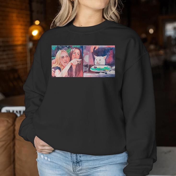 Gritando A Mesa Cena Gato Meme Dank Meme Sudadera Mujer - Regaloses