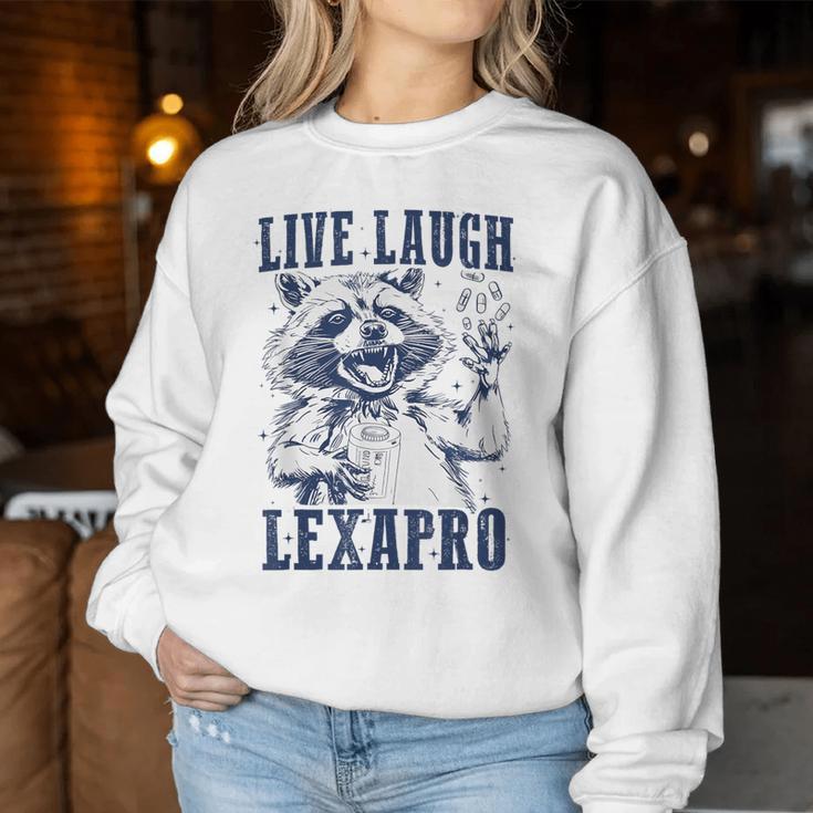 Live Laugh Lexapro Groovy Mental Health Awareness Raccoon Women ...