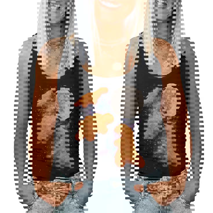 Three Chicken Nuggets Howl At Moon Parody Dino Nugget Women Tank Top - Monsterry