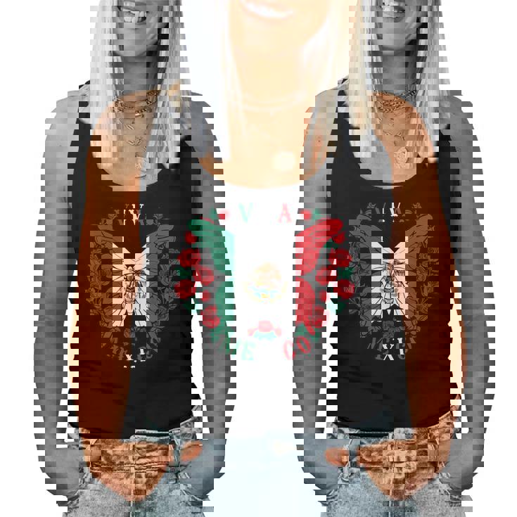 Viva Mexico Butterfly Rose Women Mexican Independence Women Tank Top ...