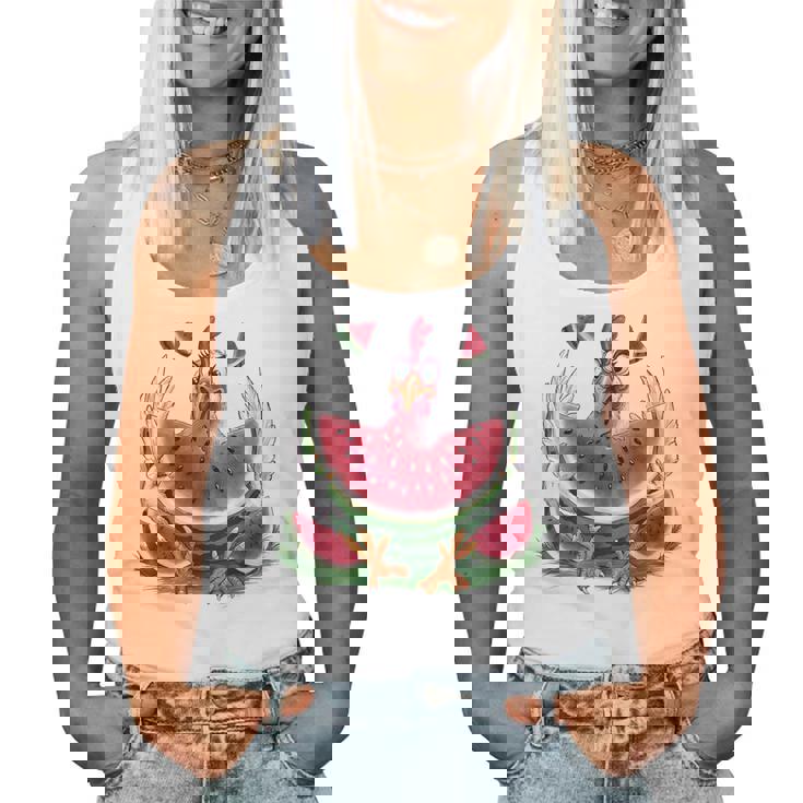 Cute Chicken Eating Watermelon Fruit Summer Girls Women Tank Top ...