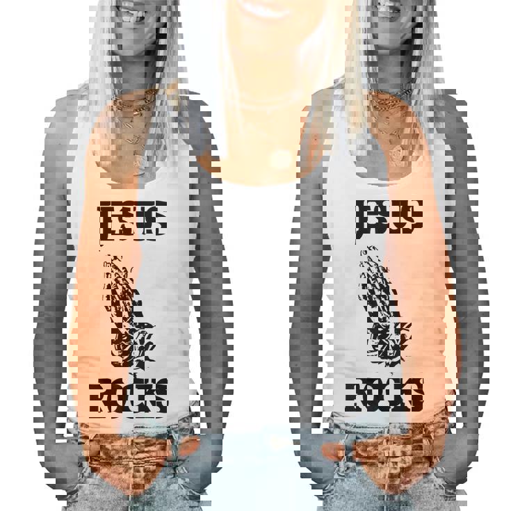 Jesus Rocks Praying Hands Messiah Protestant Women Women Tank Top ...