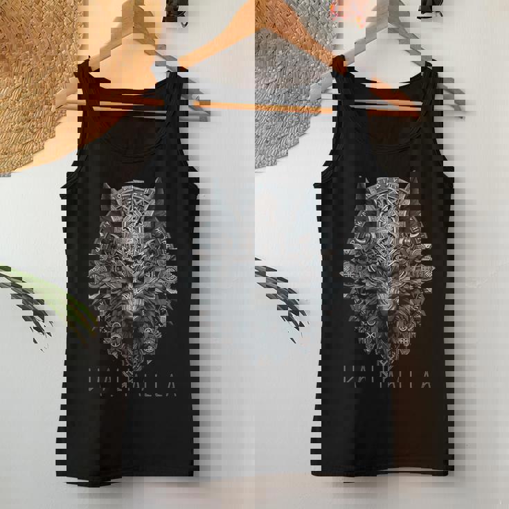 Valhalla Wolf Mask Odin Runes Norse Compass Viking Women Women Tank Top ...