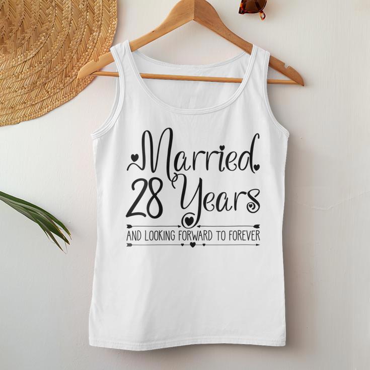 28Th Wedding Anniversary For Her Married 28 Years Ago Women Tank Top ...