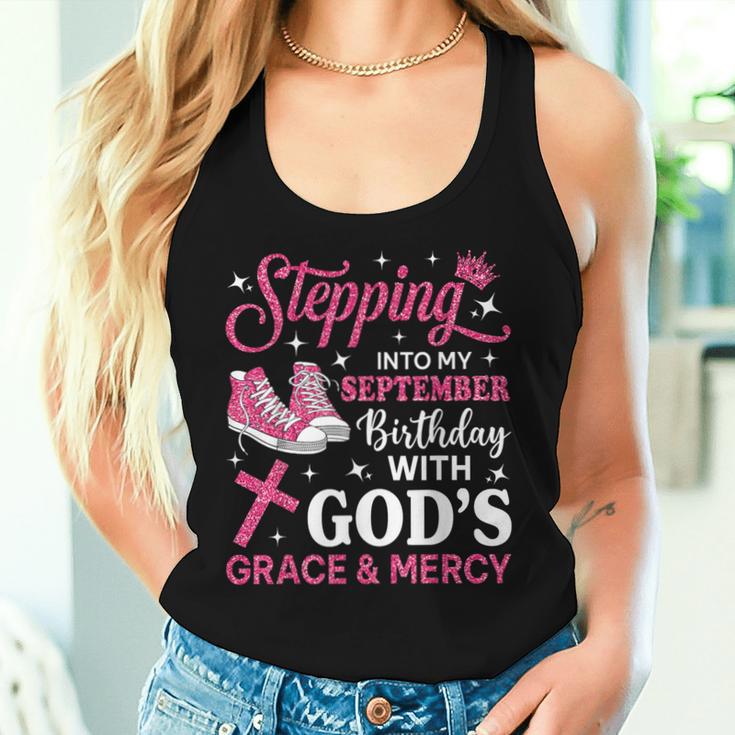 Stepping Into My September Birthday Girl Pink Sneakers Women Tank Top ...