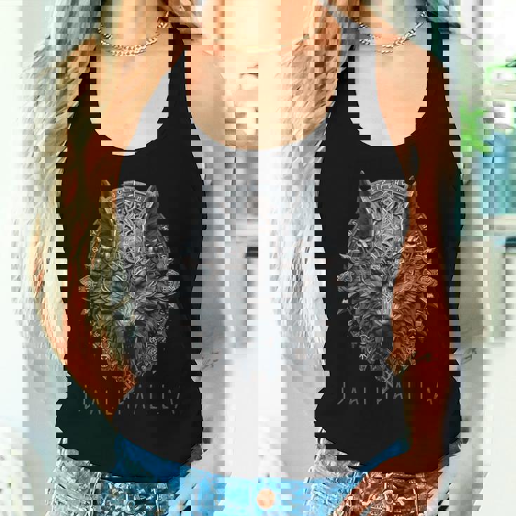 Valhalla Wolf Mask Odin Runes Norse Compass Viking Women Women Tank Top ...