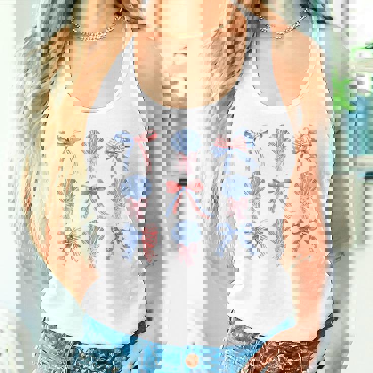 Pink Bows Cute Coquette Shells Y2k Girl Aesthetic Usa Bow Women Tank Top - Monsterry
