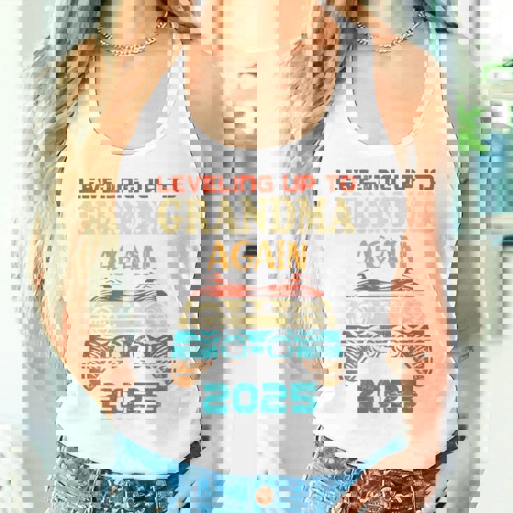 Retro Leveling Up To Grandma Again 2025 Promoted To Grandmom Women Tank ...