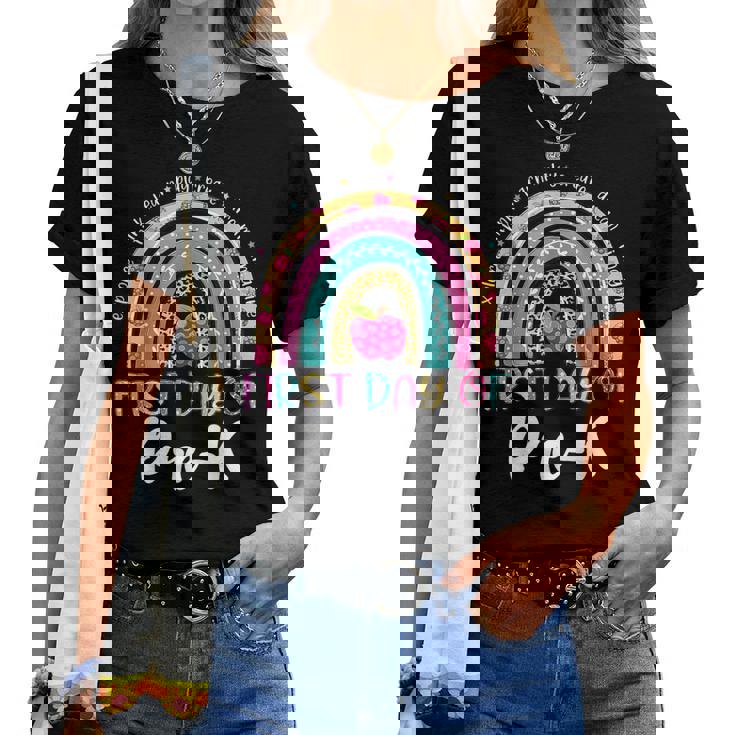 Back To School Rainbow Happy First Day Of Pre K Women T-shirt | Mazezy