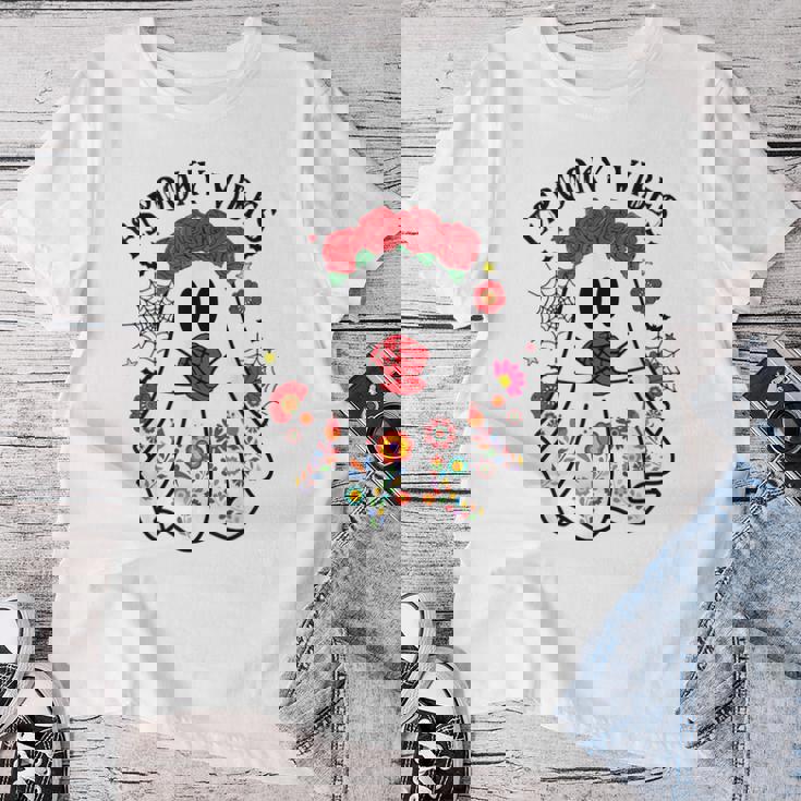 Espooky Vibes Halloween Ghost Mexican Concha Spooky Mama Women T-shirt - Monsterry