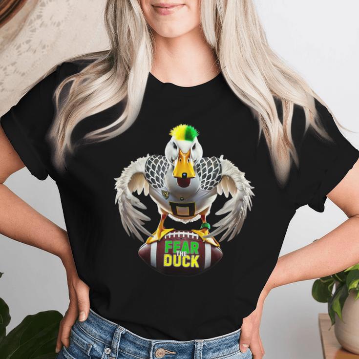Fear The Duck Quack Attack With A Football Women T-shirt | Mazezy