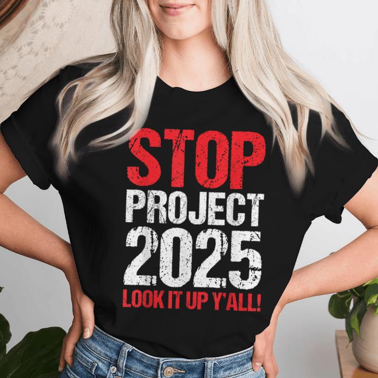 Stop Project 2025 Vintage Women Women T-shirt - Monsterry