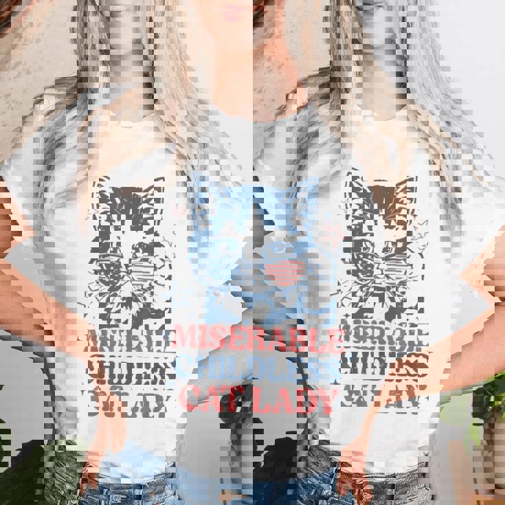 Miserable Childless Cat Lady Kamala Harris 2024 Meme Cat Women T-shirt ...