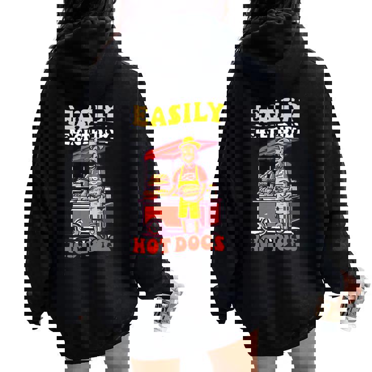 Excited By Hot Dogs Vendor Hot Dog Women Oversized Hoodie Back Print ...