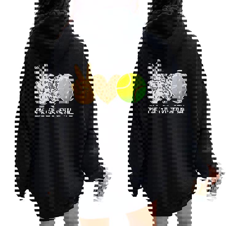 Peace Love Softball Leopard Softball Player For Girls Women Oversized ...