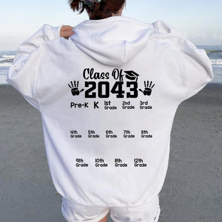 Class Of 2043 Grow With Me Handprint Pre-K 12Th Grade Women Oversized ...