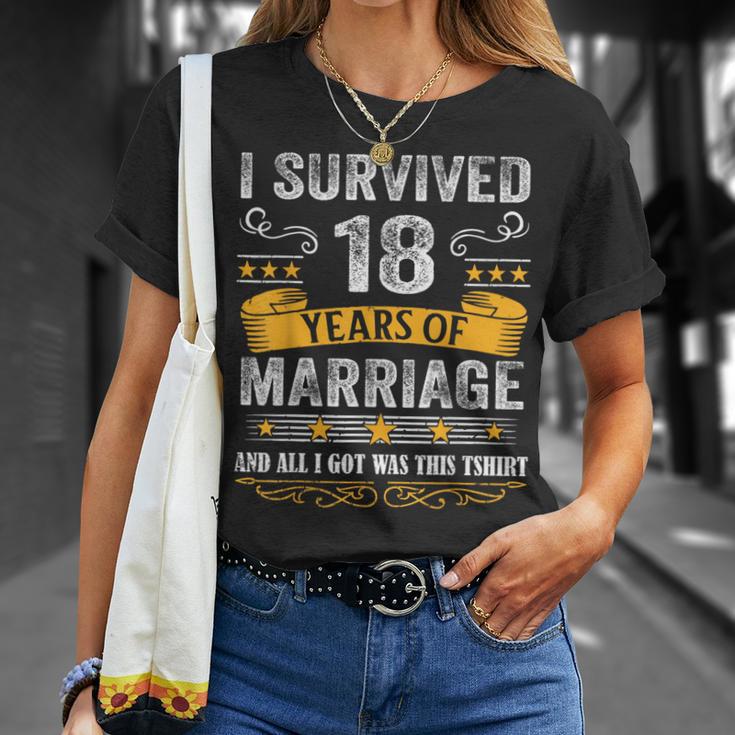 18Th Wedding Anniversary Couples Husband Wife 18 Years T-Shirt - Monsterry